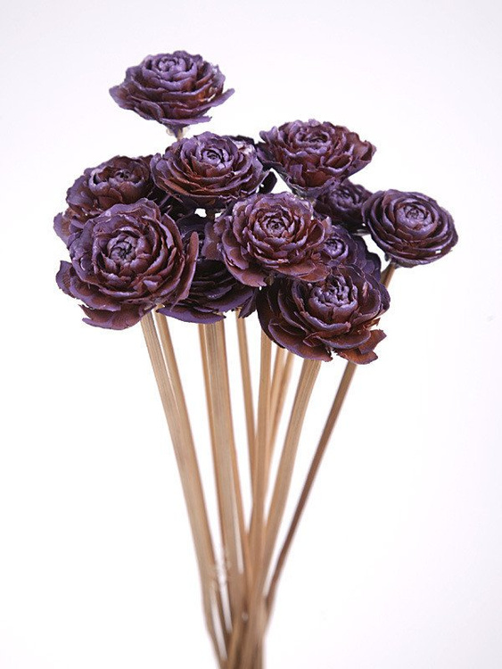 Bouquet of 6 Cedar Wood Roses Floral Picks Violet | decorations on ...