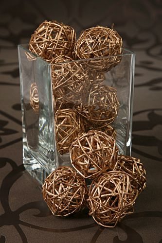 Rattan balls, gold, diameter 4-5 cm, 6 pcs/pkg | rattan CHRISTMAS ...