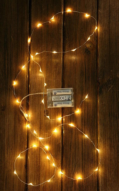 Lampki LED na baterie długość 195 cm / 20 LED swiatło ciepłe | sznurki ...